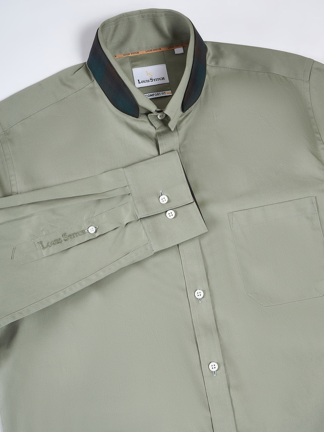 Buy Regular Fit Solid Green Shirt For Men Online