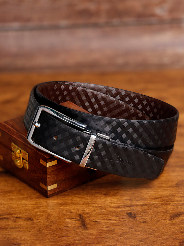 Handcrafted Spanish Leather Brogue Punch Reversible Belt For Men