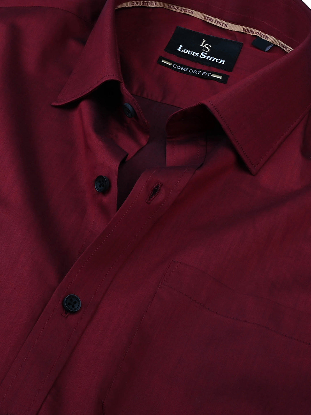 Men's Regular Fit Solid Red Formal Shirt