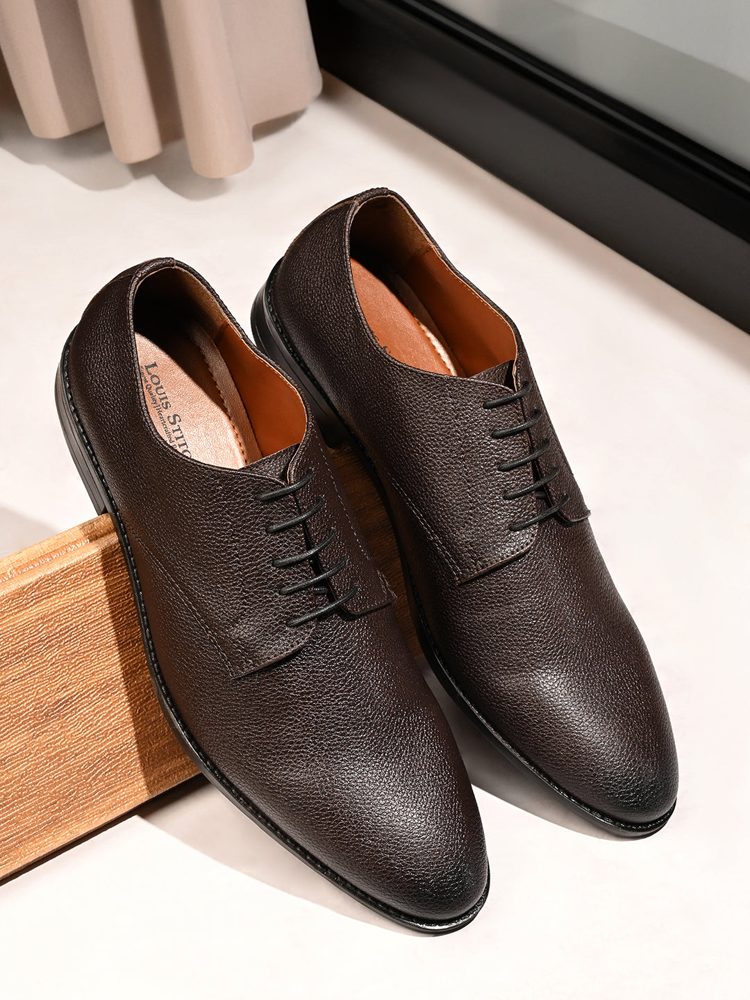 Brunette Brown Handcrafted Derby Lace Up Shoes