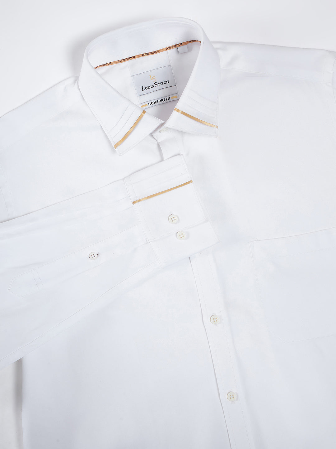 Regular Fit Solid White Shirt For Men