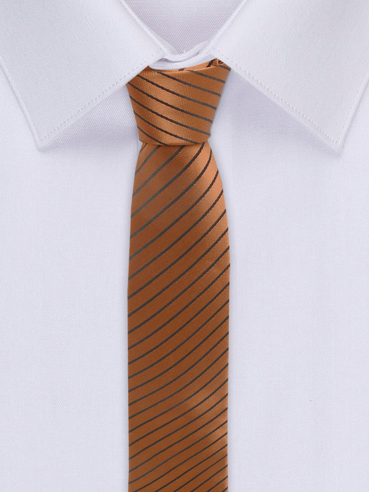 Buy Copper Brown Italian Silk Necktie Set Pocket Square Chrome Tiepin ...