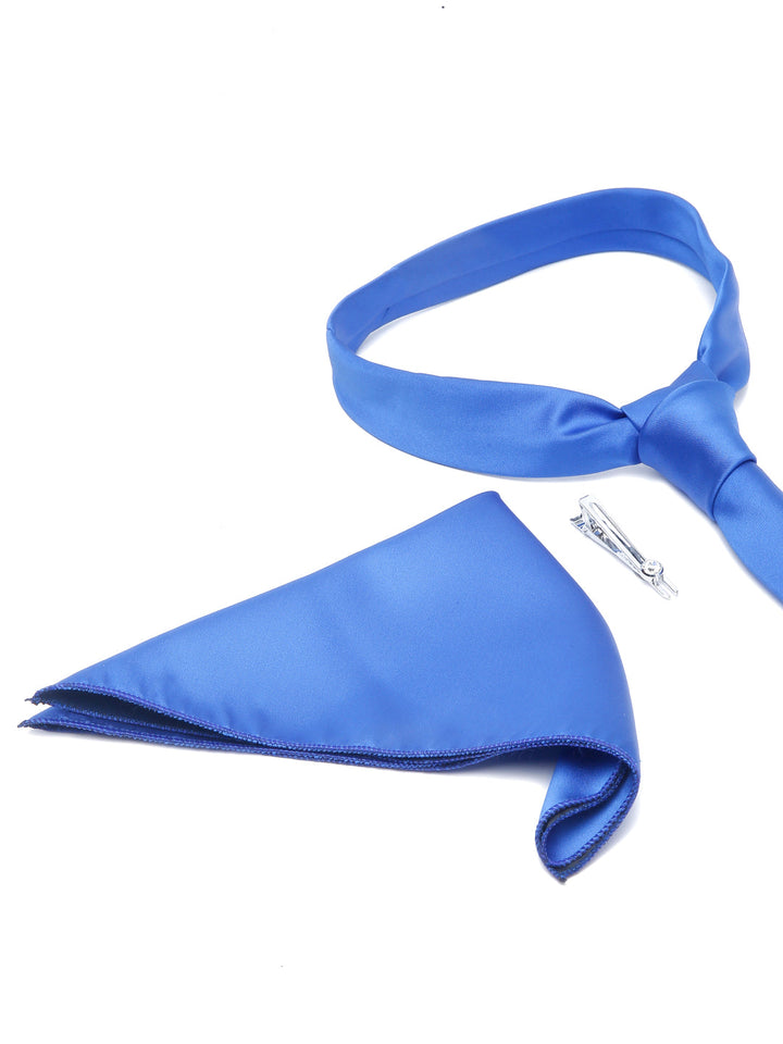 Buy Spanish Blue Luxury Italian Silk Necktie Set With Pocket Square ...