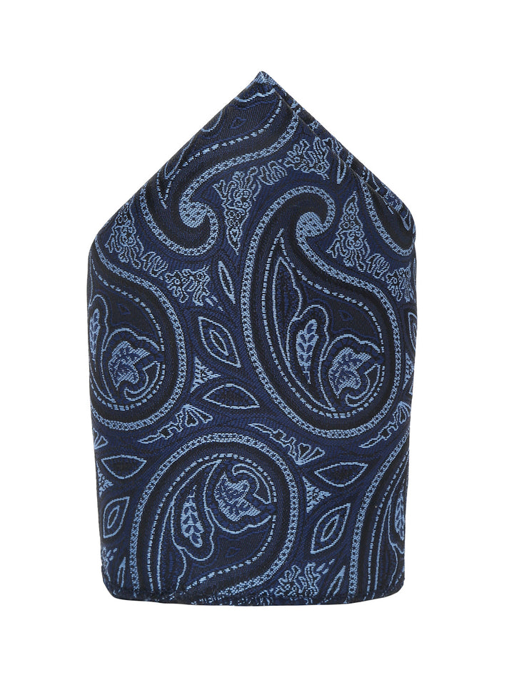 Buy Yale Blue Luxury Italian Silk Necktie Set With Pocket Square Gold ...